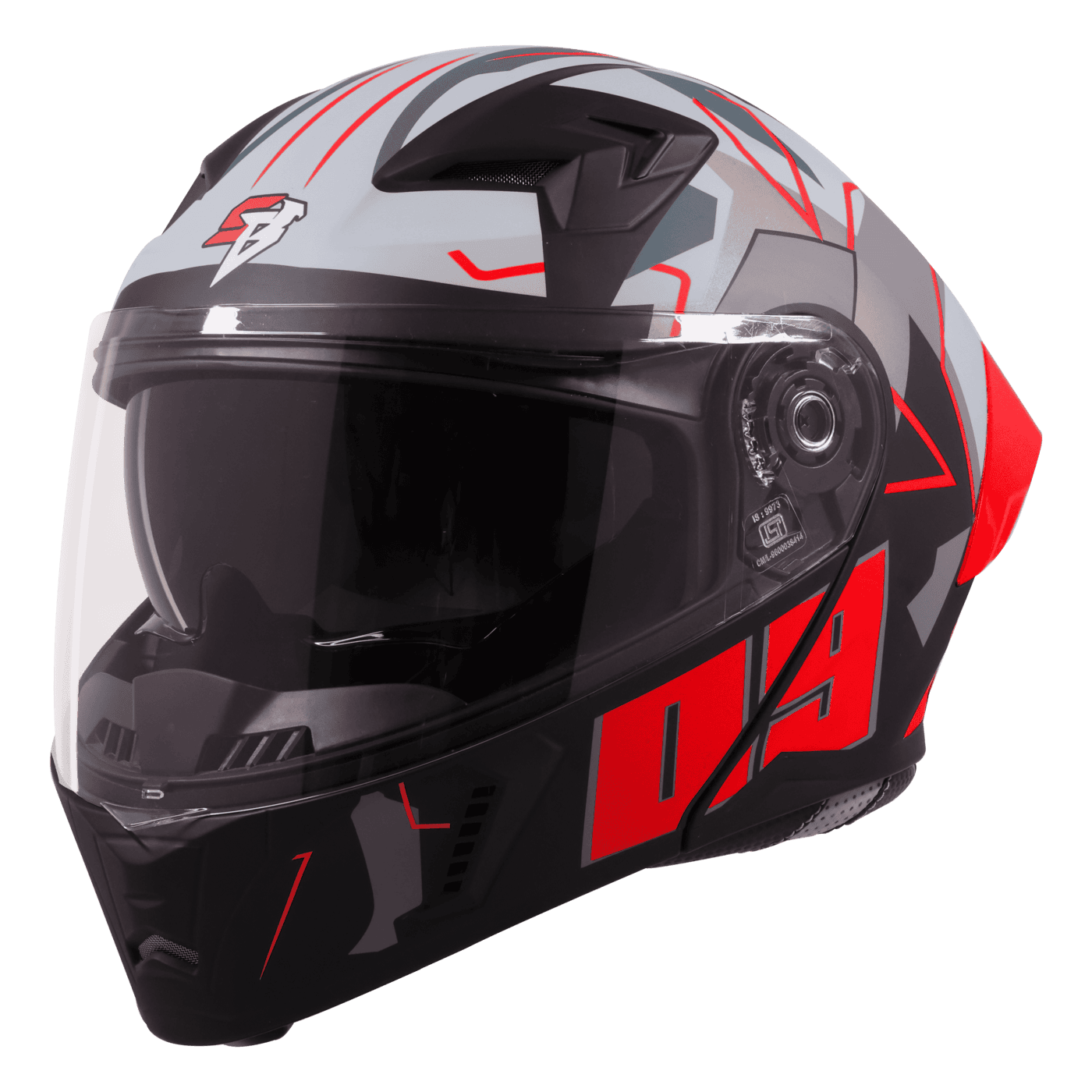 STEELBIRD SBA-20 ISS 09 MATT BLACK/RED C/V 600 MM WITH EXTRA SMOKE VISOR