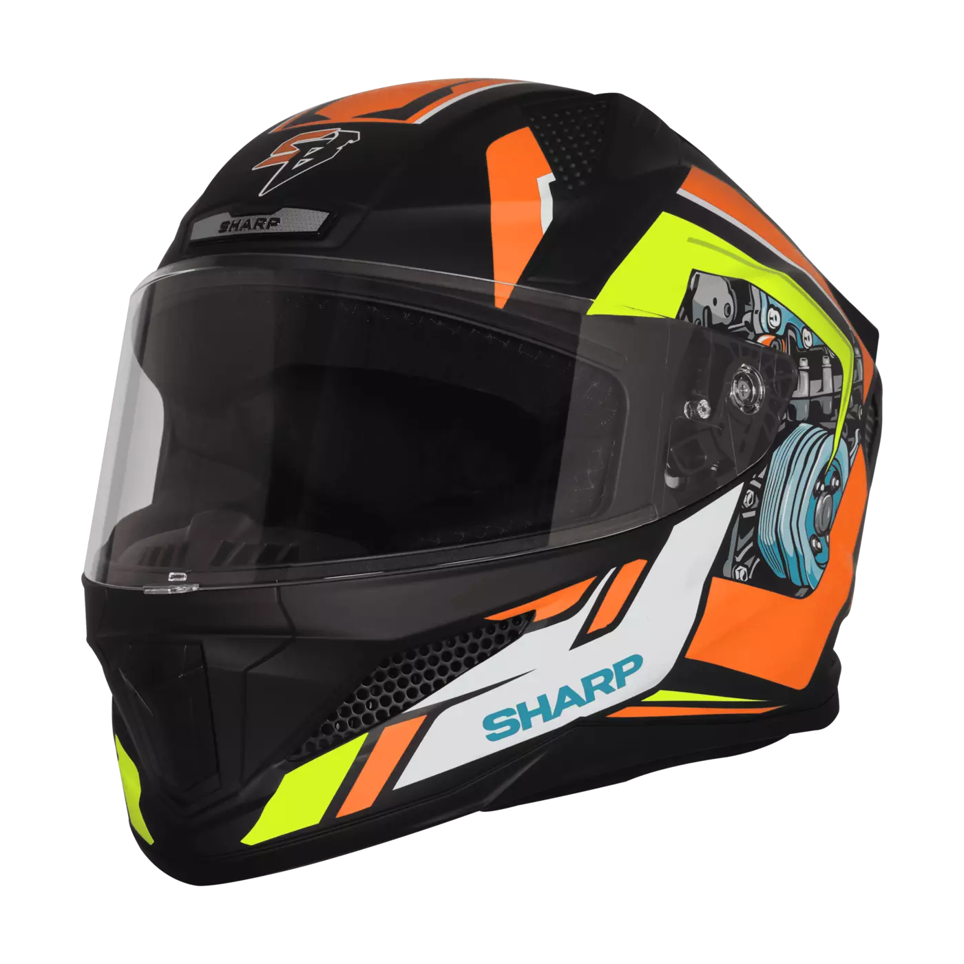 STEELBIRD SBH-25 SHARP SPIKY GLOSSY BLACK/ORANGE C/V 580 MM