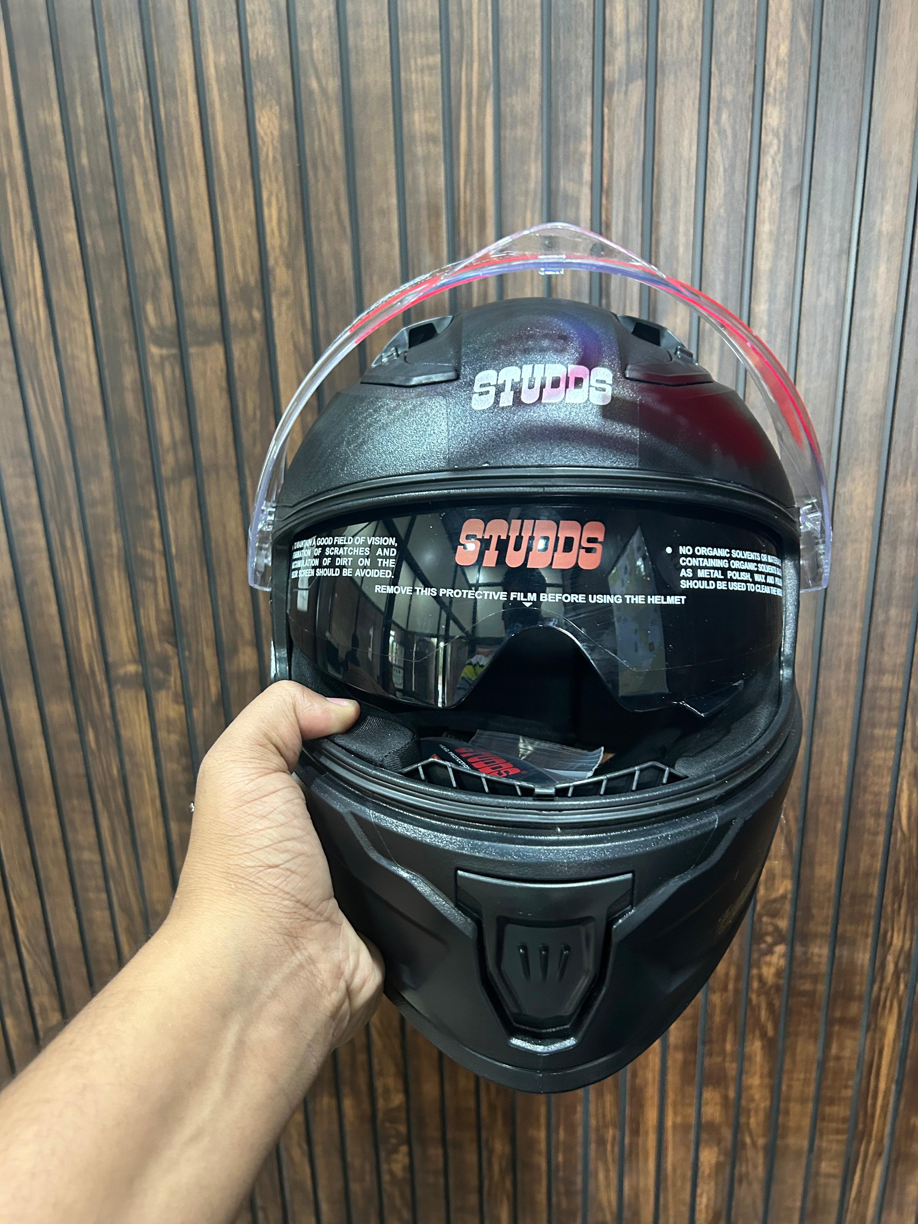 STUDDS RAIDER WITH SPOLIER BLACK DUAL VISOR C/V (L)