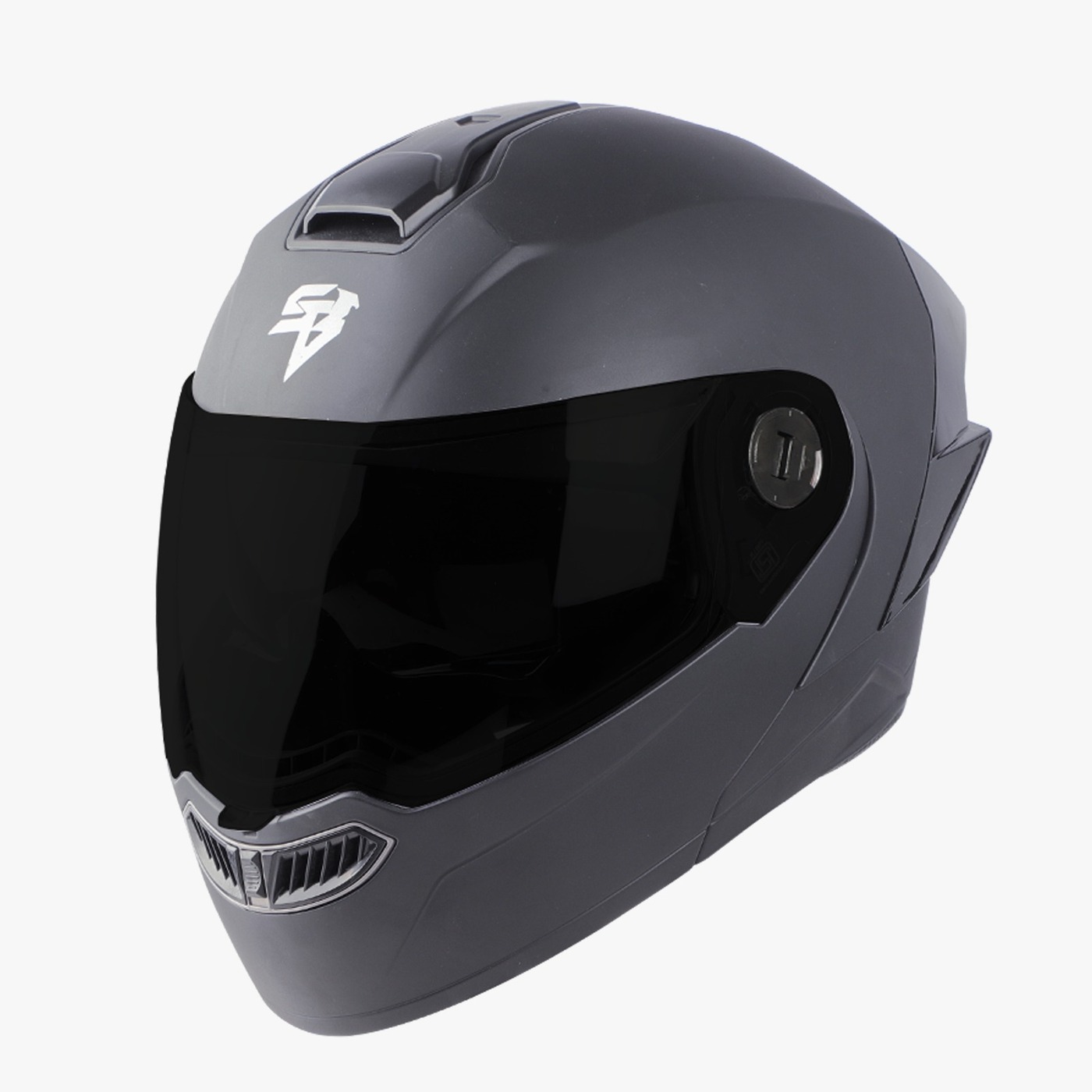 STEELBIRD SBA-8 ISS GLOSSY H. GREY WITH BLACK SPOILER C/V 600MM WITH ...