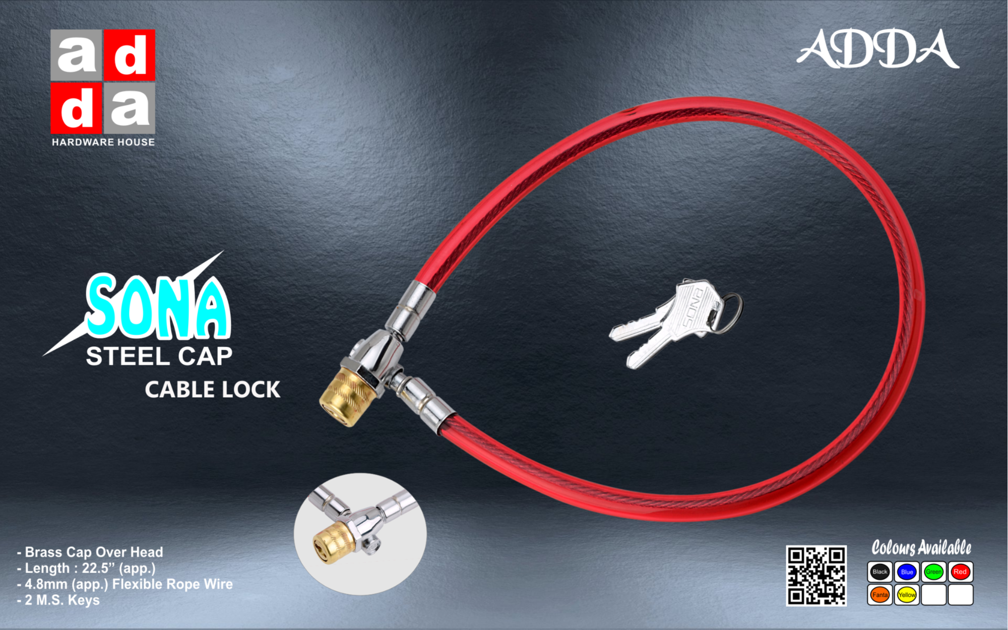 CABLE LOCK ADDA SONA STEEL CAP N10